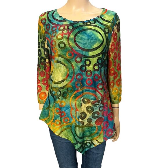 Shana | Tops | Shana Art To Wear Tunic Top Textured Circle Print Tie ...